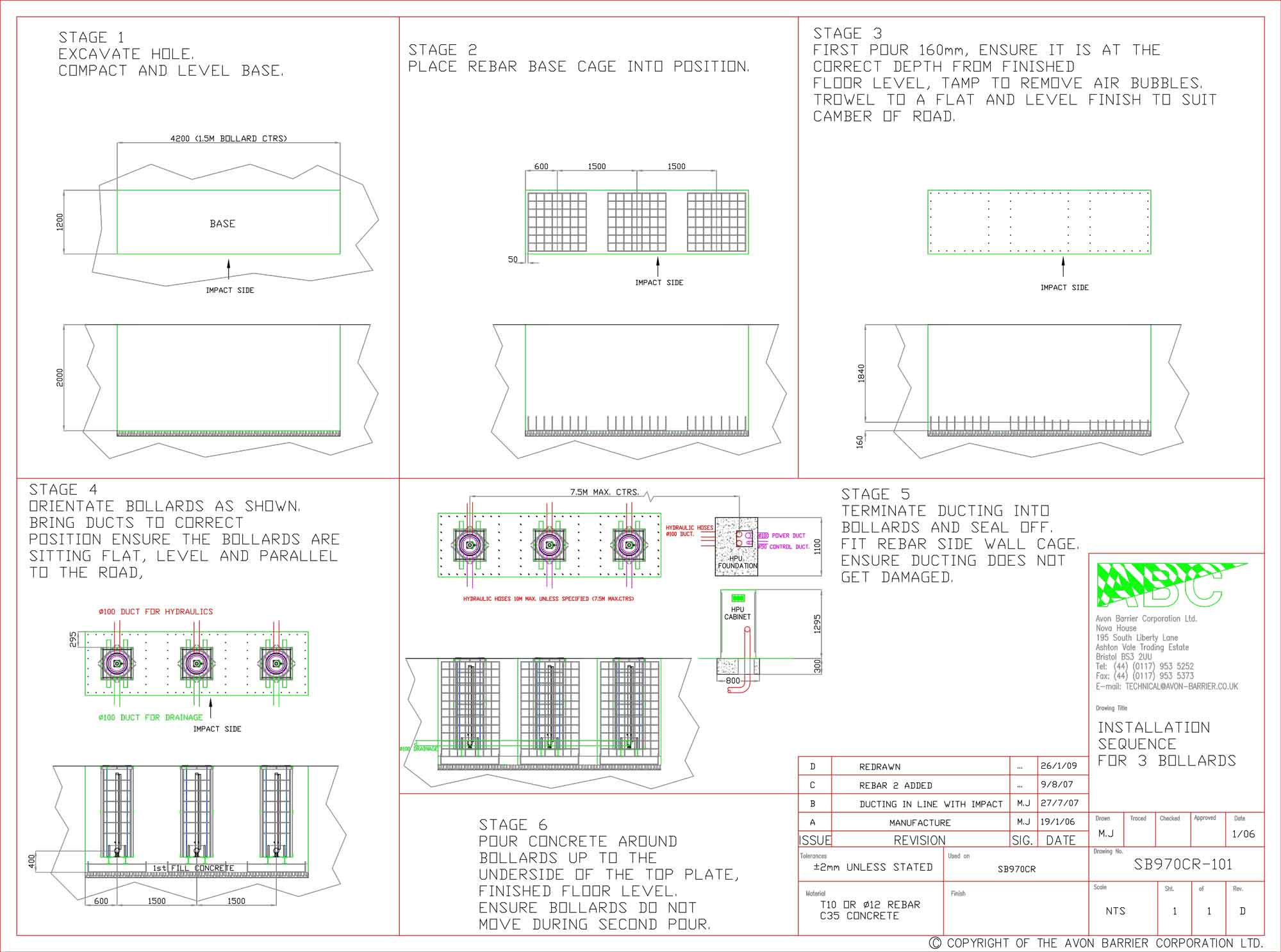 Resources - Drawings for Bollards (PDF) - Avon Barrier