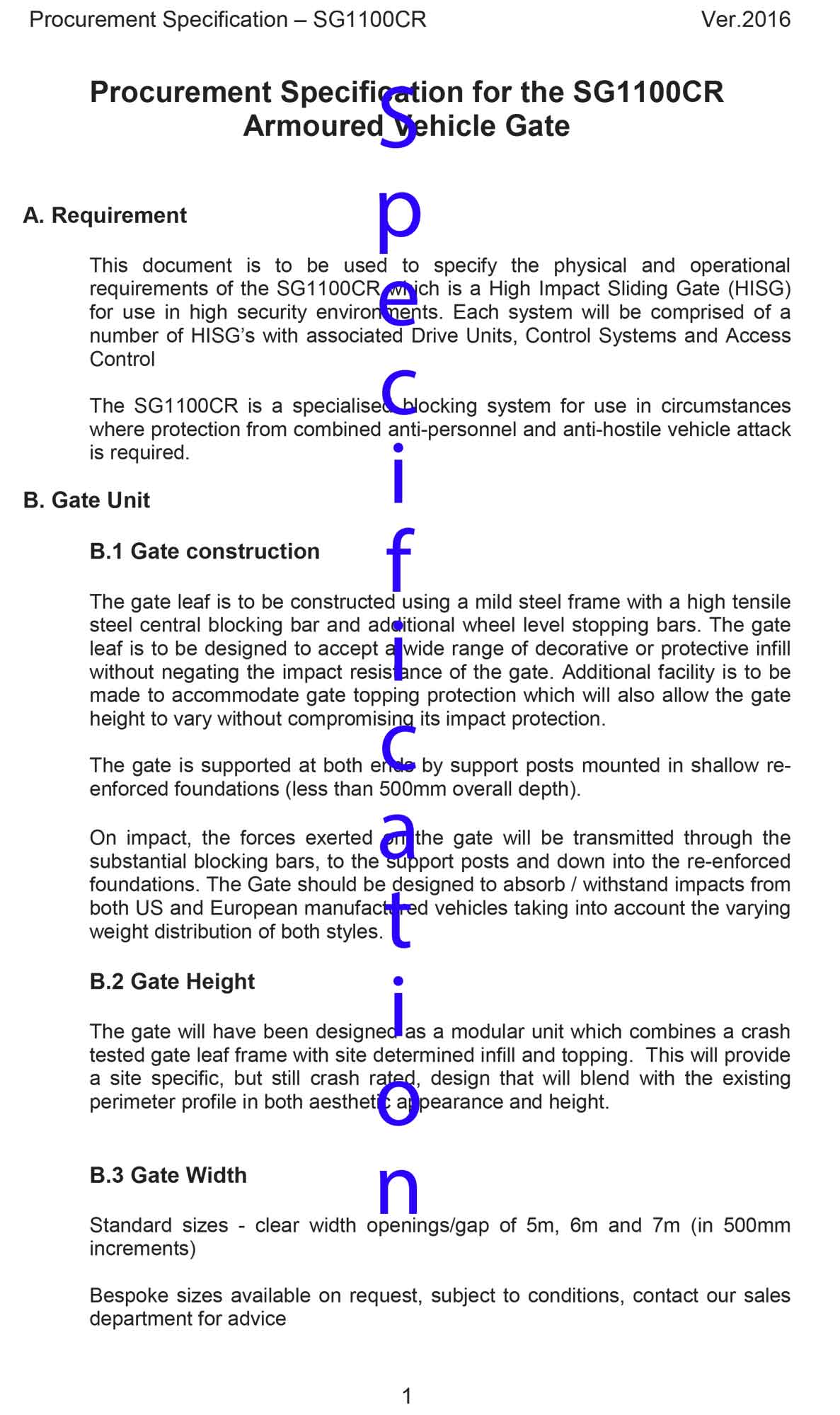 Resources - Specifications for Security Gates - Avon Barrier